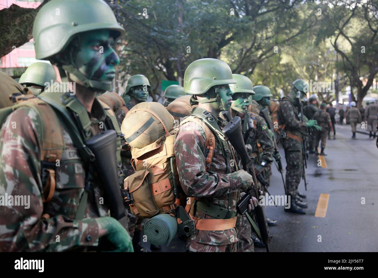 salvador, bahia, brazil - september 7, 2022: Military personnel of the ...