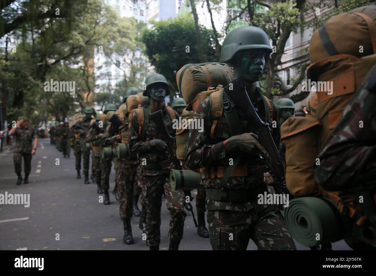 salvador, bahia, brazil - september 7, 2022: Military personnel of the ...