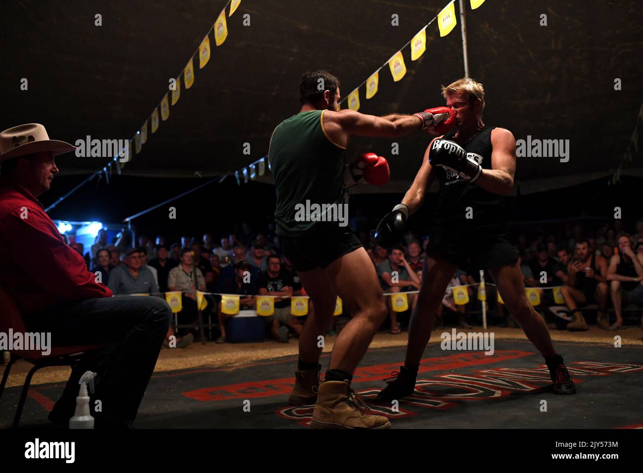 Boxers throw punches at the Fred Brophy's boxing Troupe in Birdsville ...