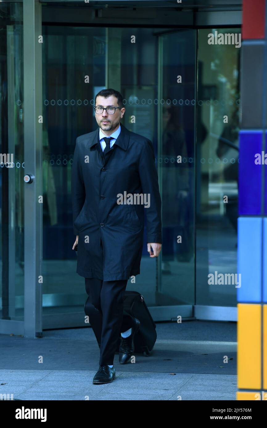 Barrister Angel Aleksov departs the Federal Court, Melbourne, Friday ...