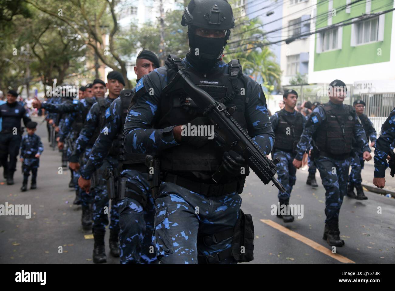 salvador, bahia, brazil - september 7, 2022: members of the Salvador Municipal Guard participate ...