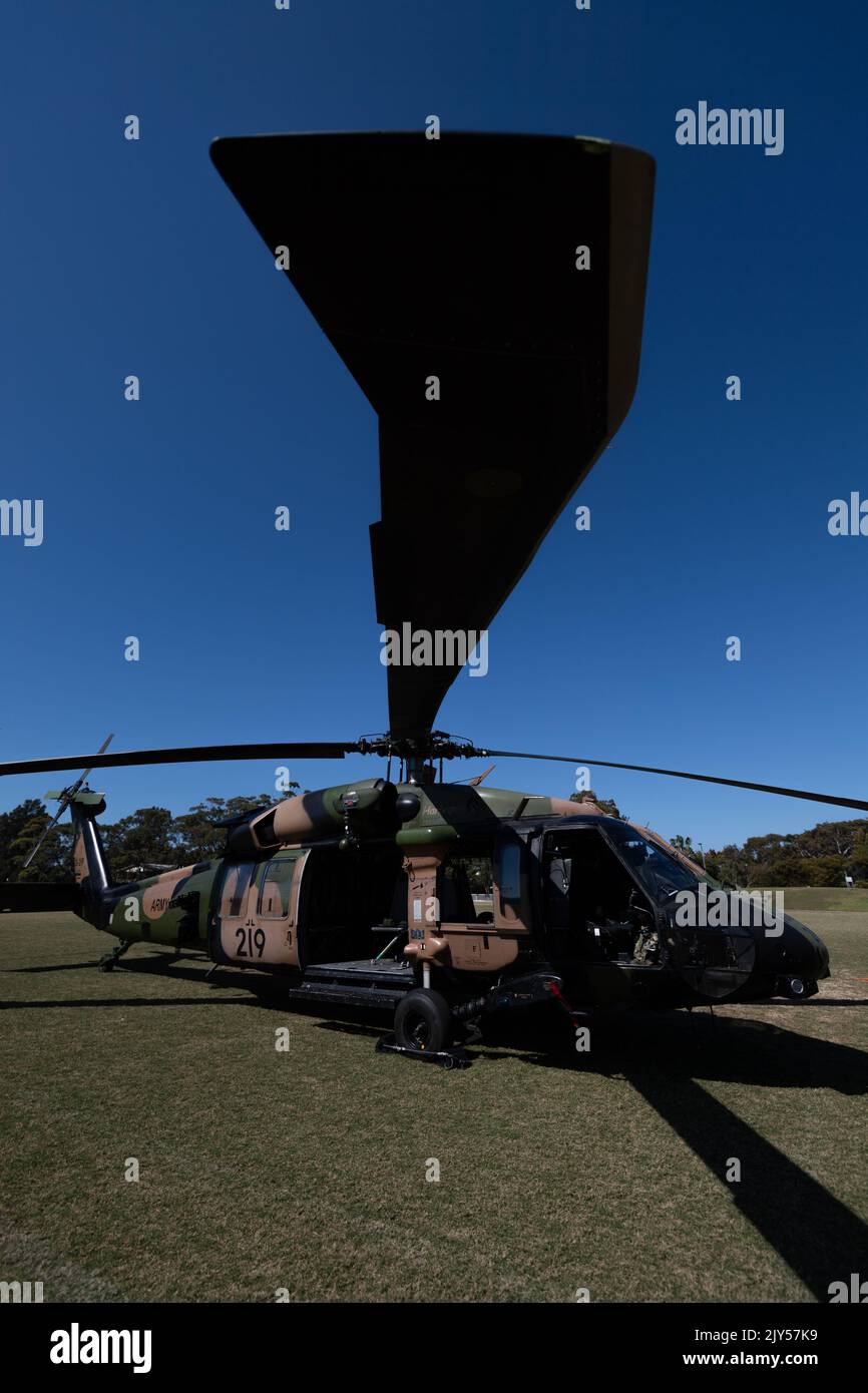 An Australian Army Black Hawk helicopter from the 6th Aviation Regiment ...