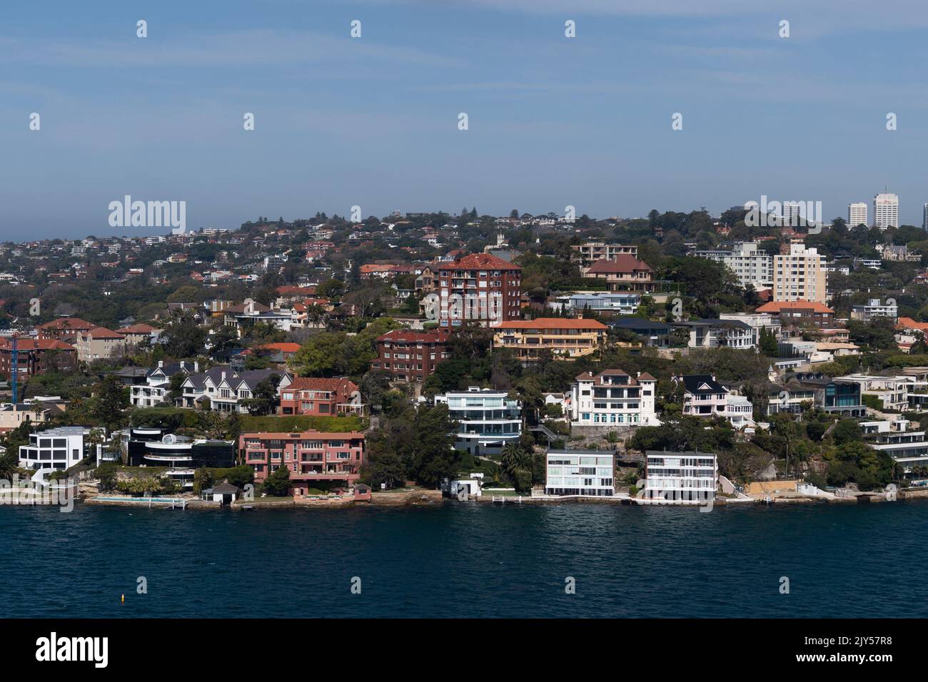 An aerial view of houses at Point Piper, taken from an Australian Army ...