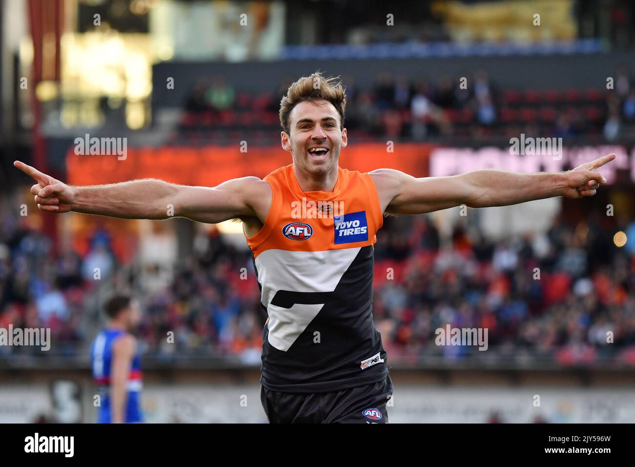 Jeremy Finlayson of the Giants celebrates his goal during the Second ...