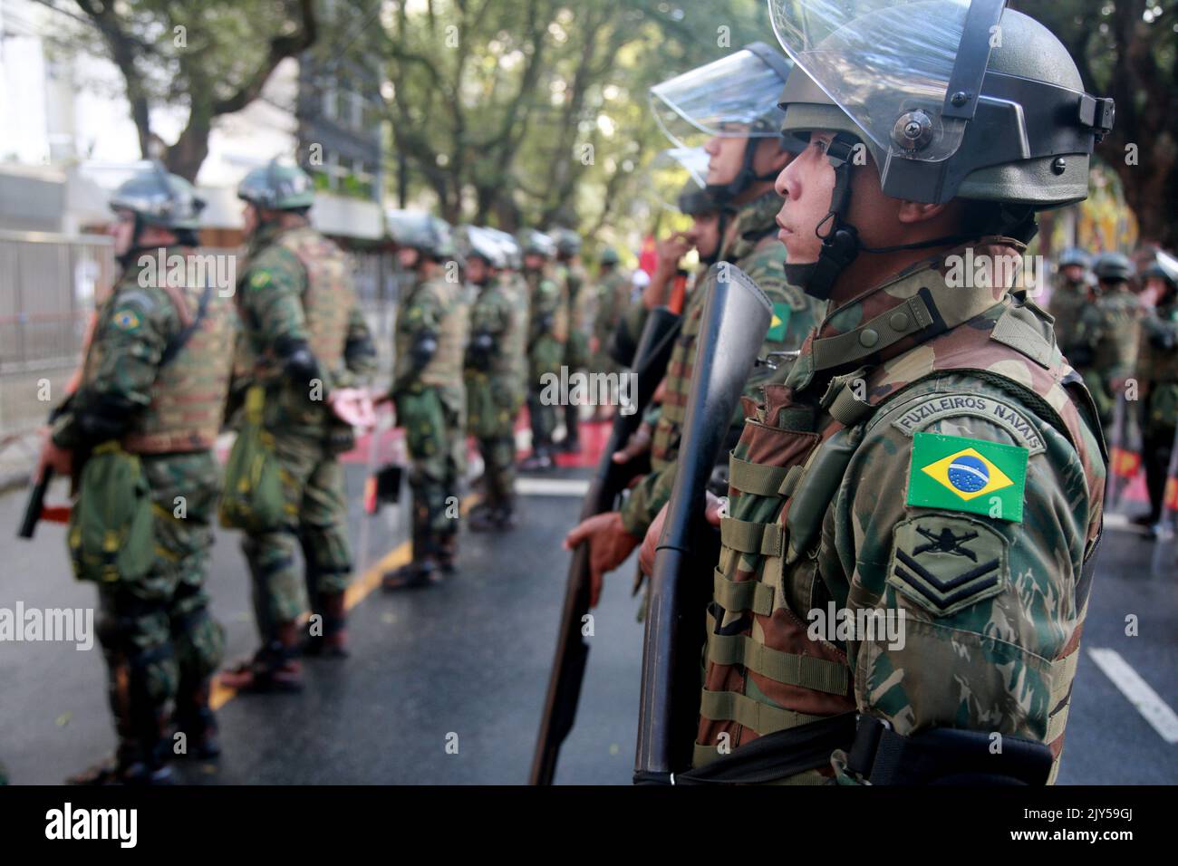 salvador, bahia, brazil - september 7, 2022: military personnel of the ...
