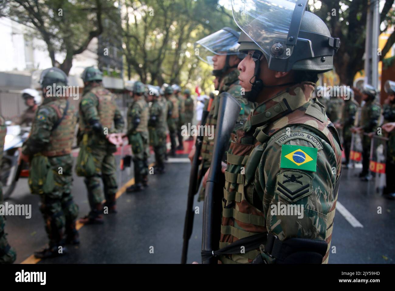 salvador, bahia, brazil - september 7, 2022: military personnel of the ...