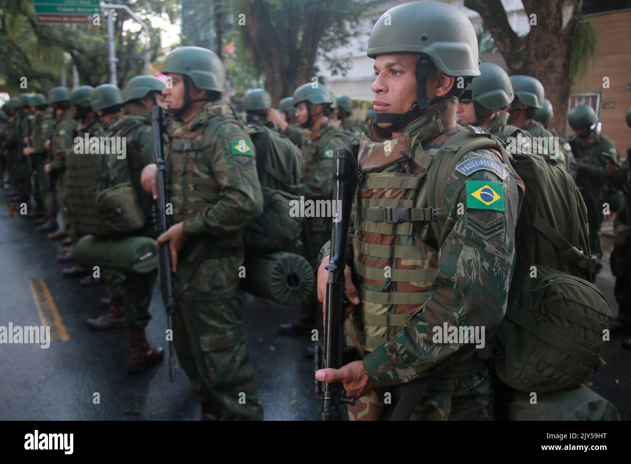salvador, bahia, brazil - september 7, 2022: military personnel of the ...