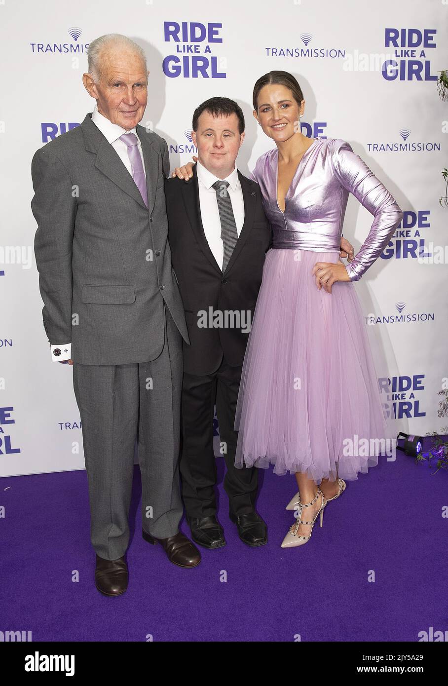 L-R Paddy Payne, Stevie Payne and Michelle Payne on the purple carpet ...