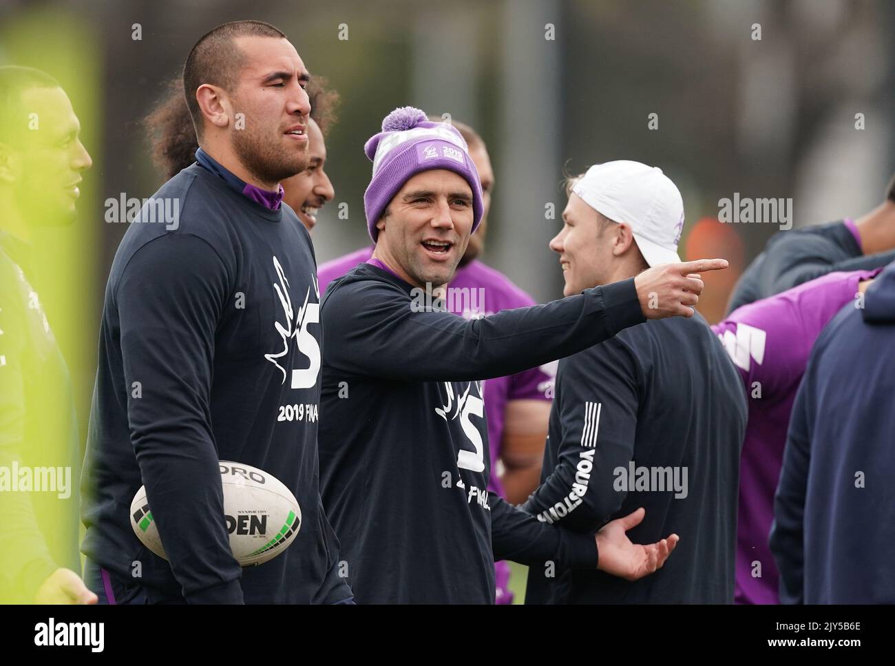 Cameron Smith gestures during a Melbourne Storm training session at ...