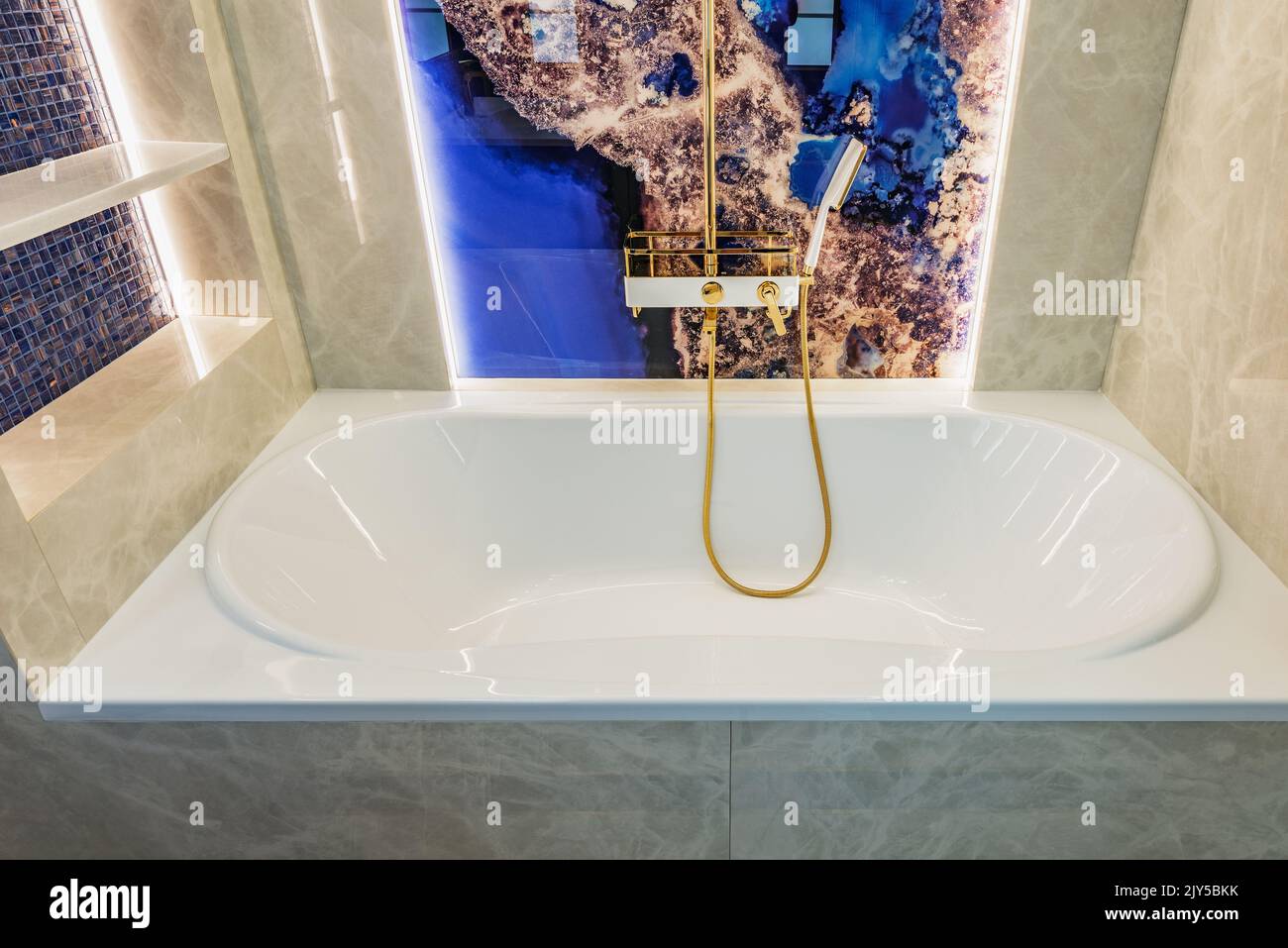 Bath in the bathroom inside of the flat Stock Photo - Alamy