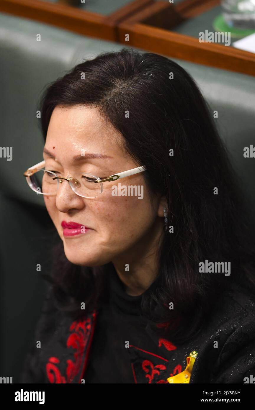 Liberal MP Gladys Liu reacts during House of Representatives Question ...