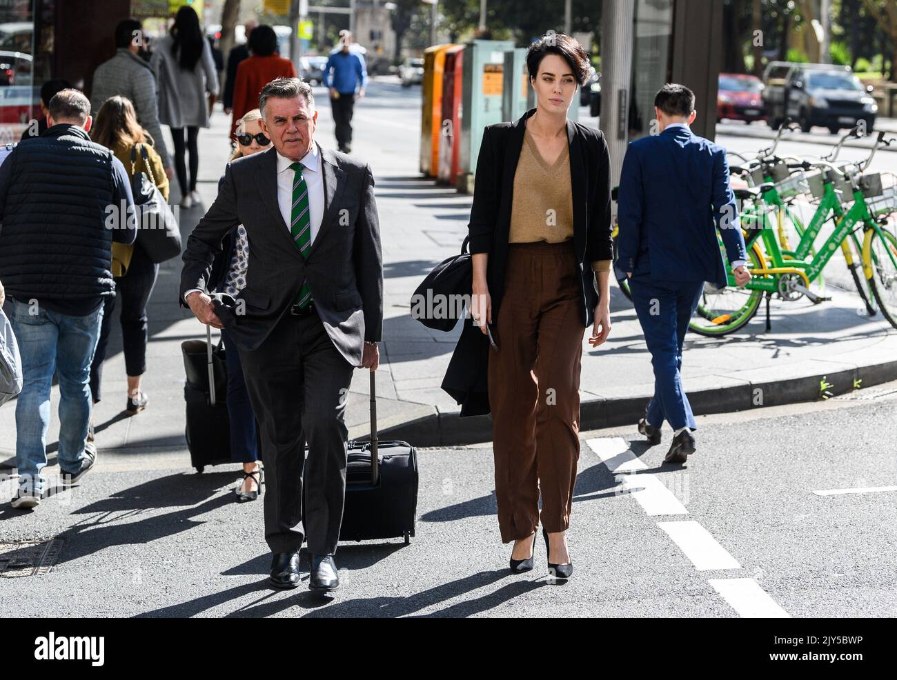 Sarah Budge arrives at the Downing Centre Court in Sydney, Wednesday ...