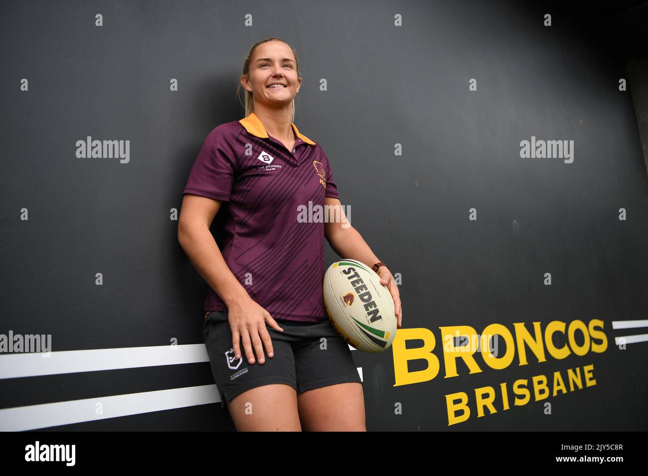Brisbane Broncos NRLW Centre Meg Ward poses for photos in Brisbane ...