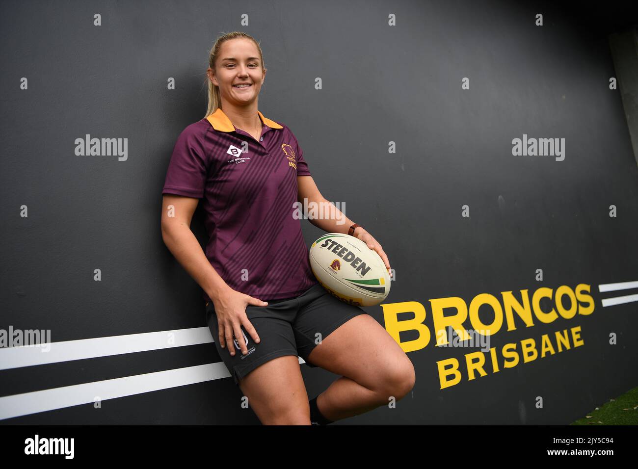 Brisbane Broncos NRLW Centre Meg Ward poses for photos in Brisbane ...