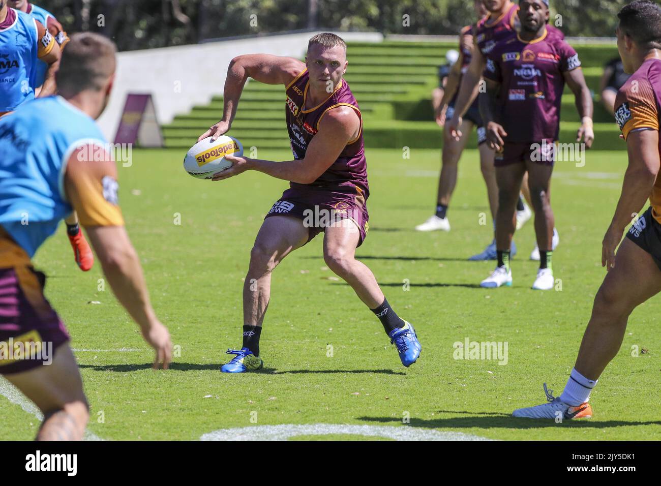 Brisbane Broncos player Jack Turpin in action during a team training ...