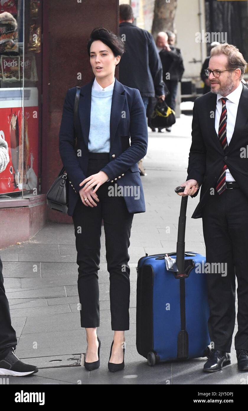 Sarah Budge arrives at the Downing Centre Court in Sydney, Friday ...