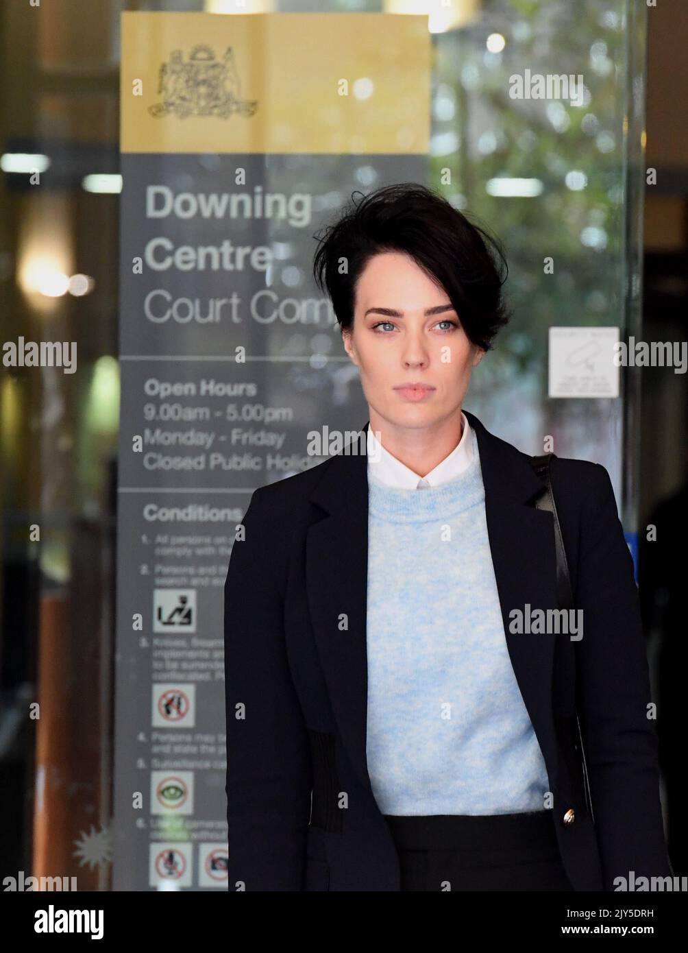 Sarah Budge leaves the Downing Centre Court in Sydney, Friday ...
