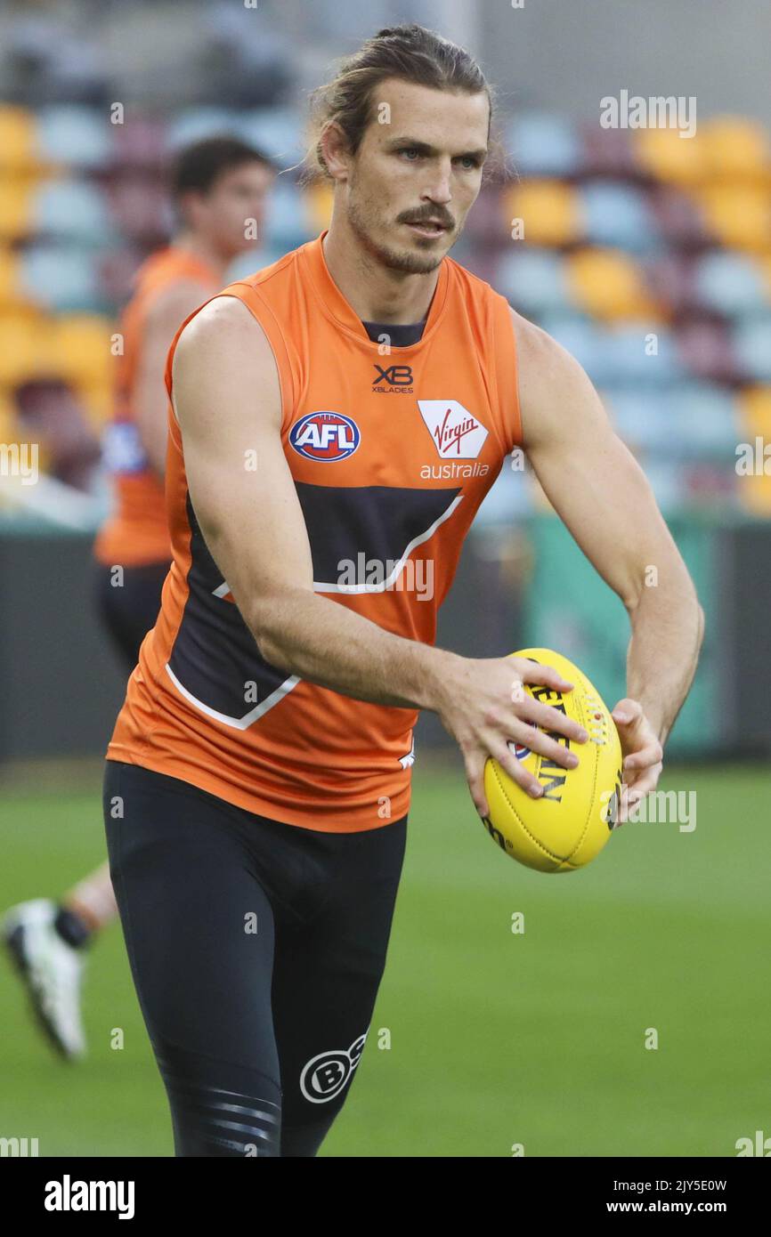 GWS Giants player Phil Davis in action during a training session at The ...