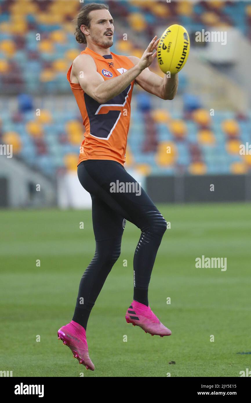 GWS Giants player Phil Davis in action during a training session at The ...