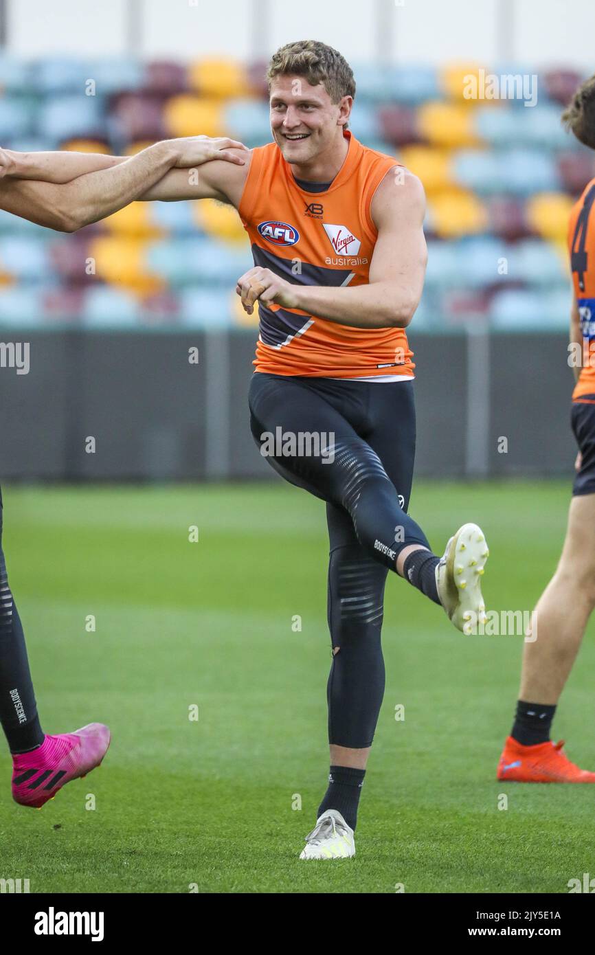 GWS Giants player Jason Hopper in action during a training session at ...