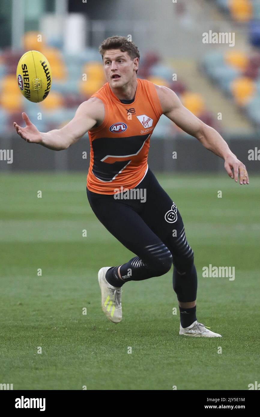 GWS Giants player Jason Hopper in action during a training session at ...