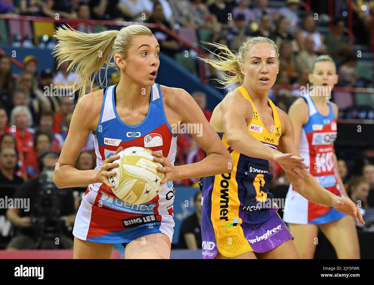 Helen Housby of the Swifts during the Super Netball Grand Final between ...