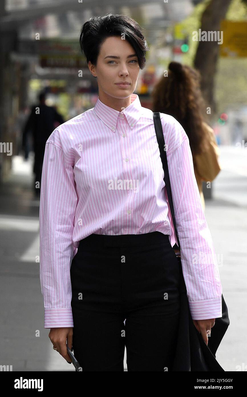 Sarah Budge arrives at the Downing Centre Local Court in Sydney, Monday ...