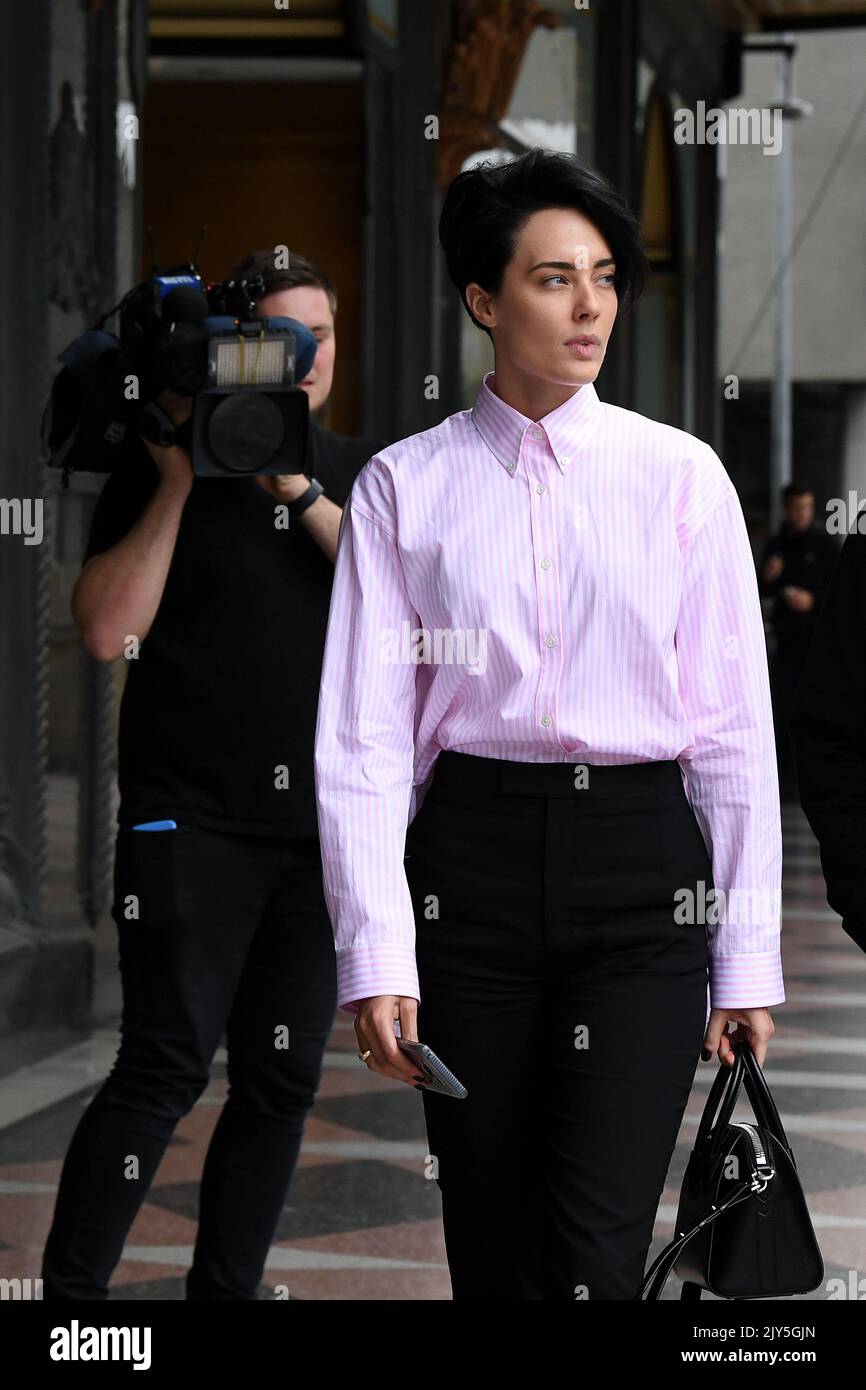 Sarah Budge leaves during a break at the Downing Centre Local Court in ...