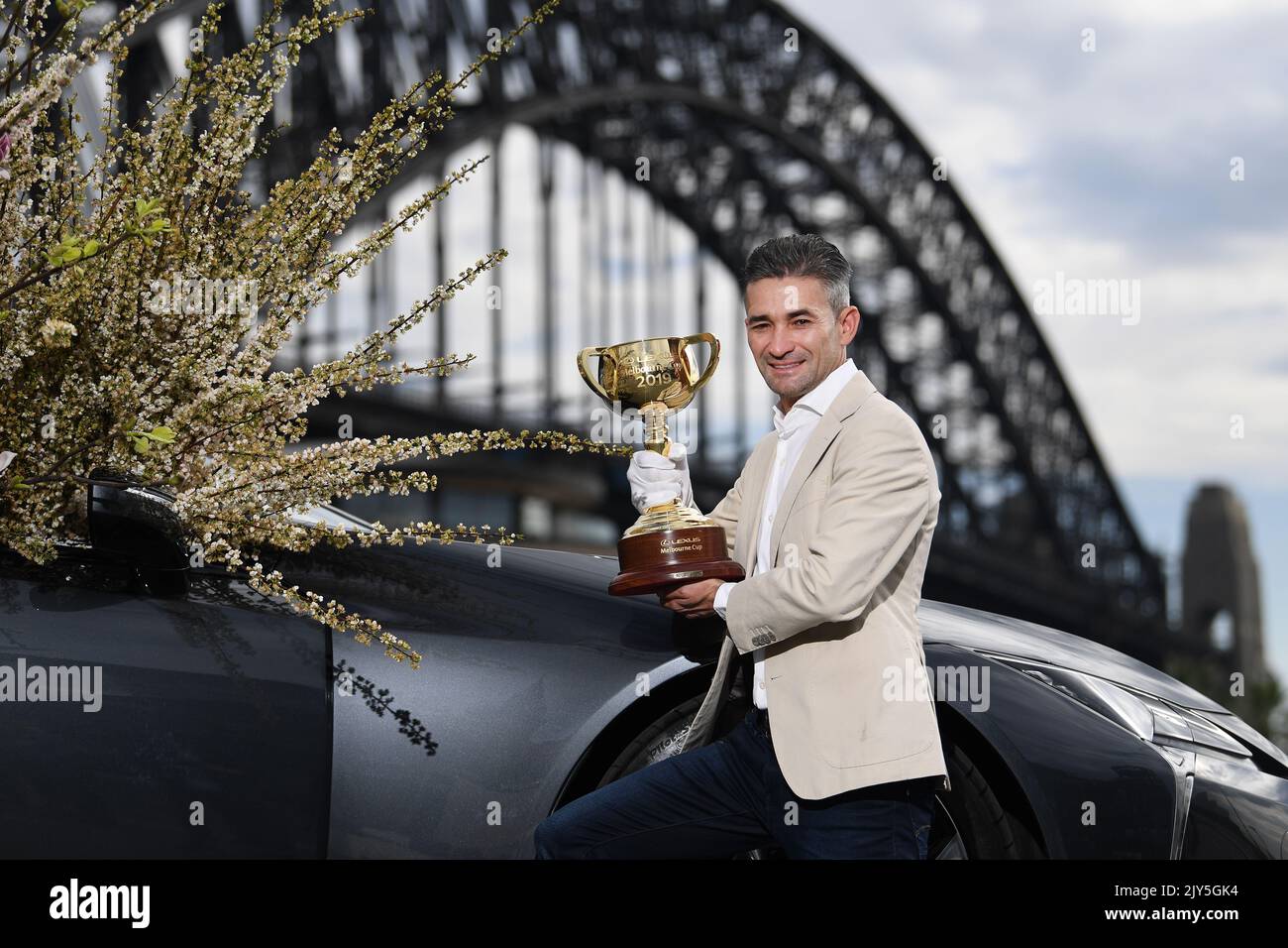 Lexus Ambassador Corey Brown, jockey and 2 time Melbourne Cup Winner poses for photographs with ...