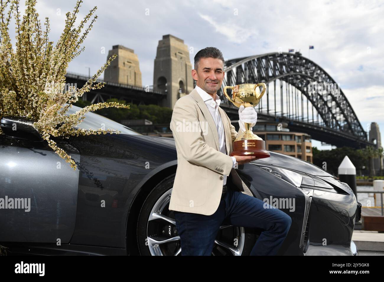 Lexus Ambassador Corey Brown, jockey and 2 time Melbourne Cup Winner poses for photographs with ...
