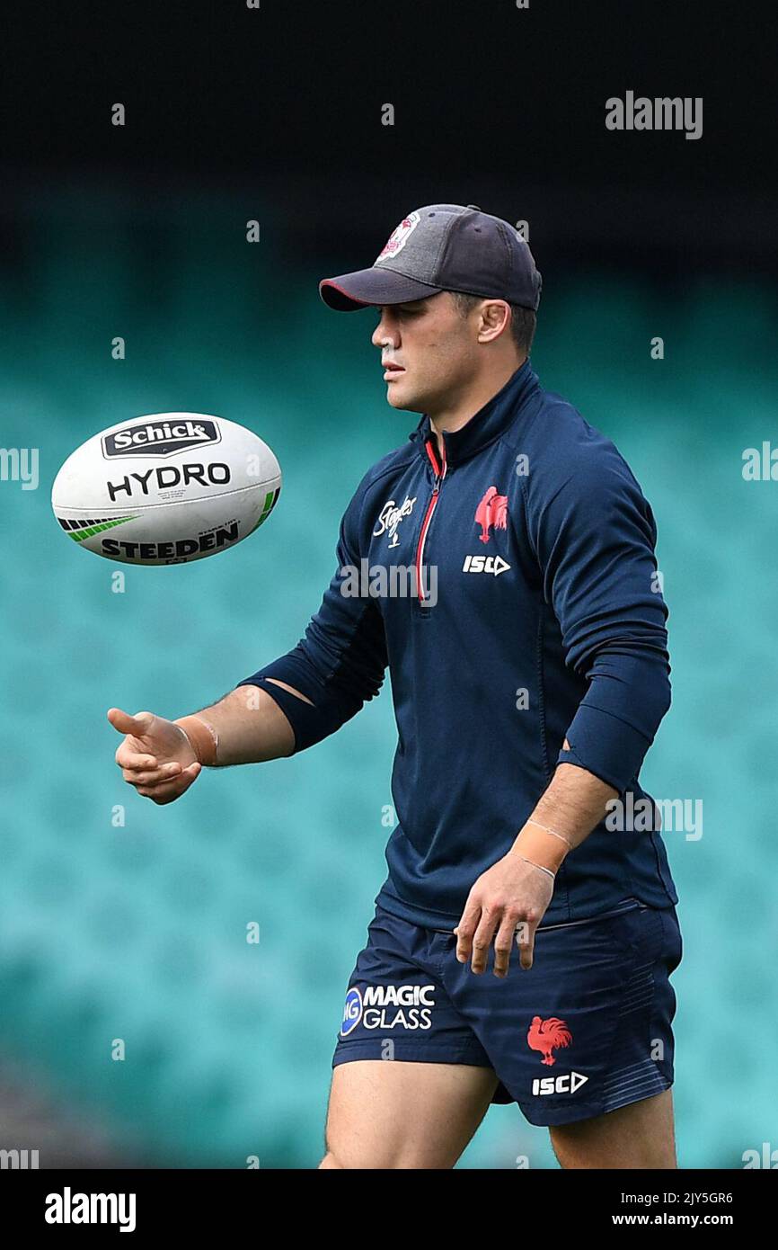 Cooper Cronk of the Roosters during a training session at the SCG in ...