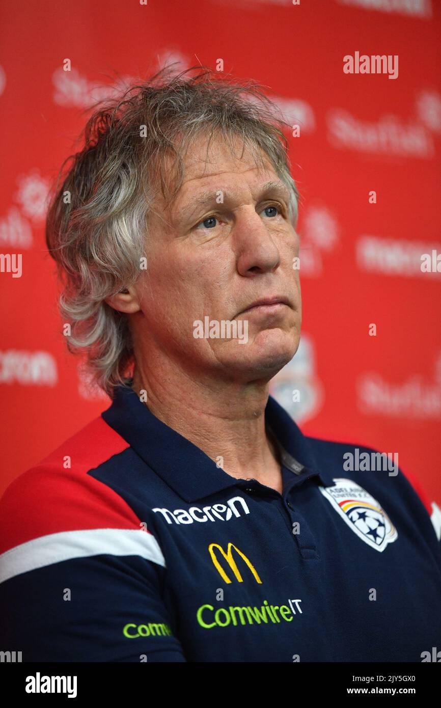 United head coach Gertjan Verbeek is seen at Coopers stadium in ...