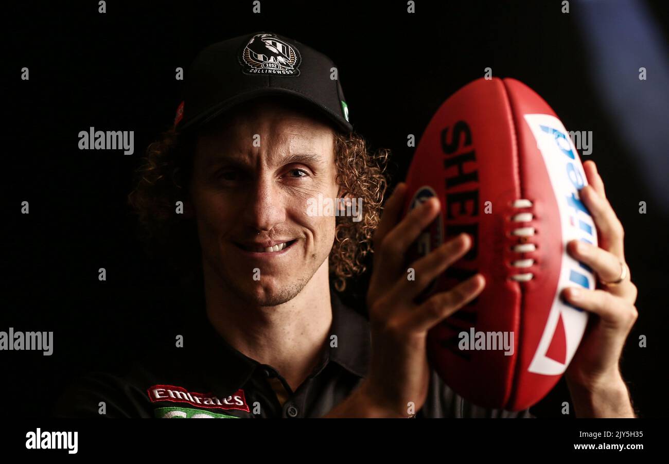 Chris Mayne poses for a portrait during a Collingwood Magpies AFL media ...