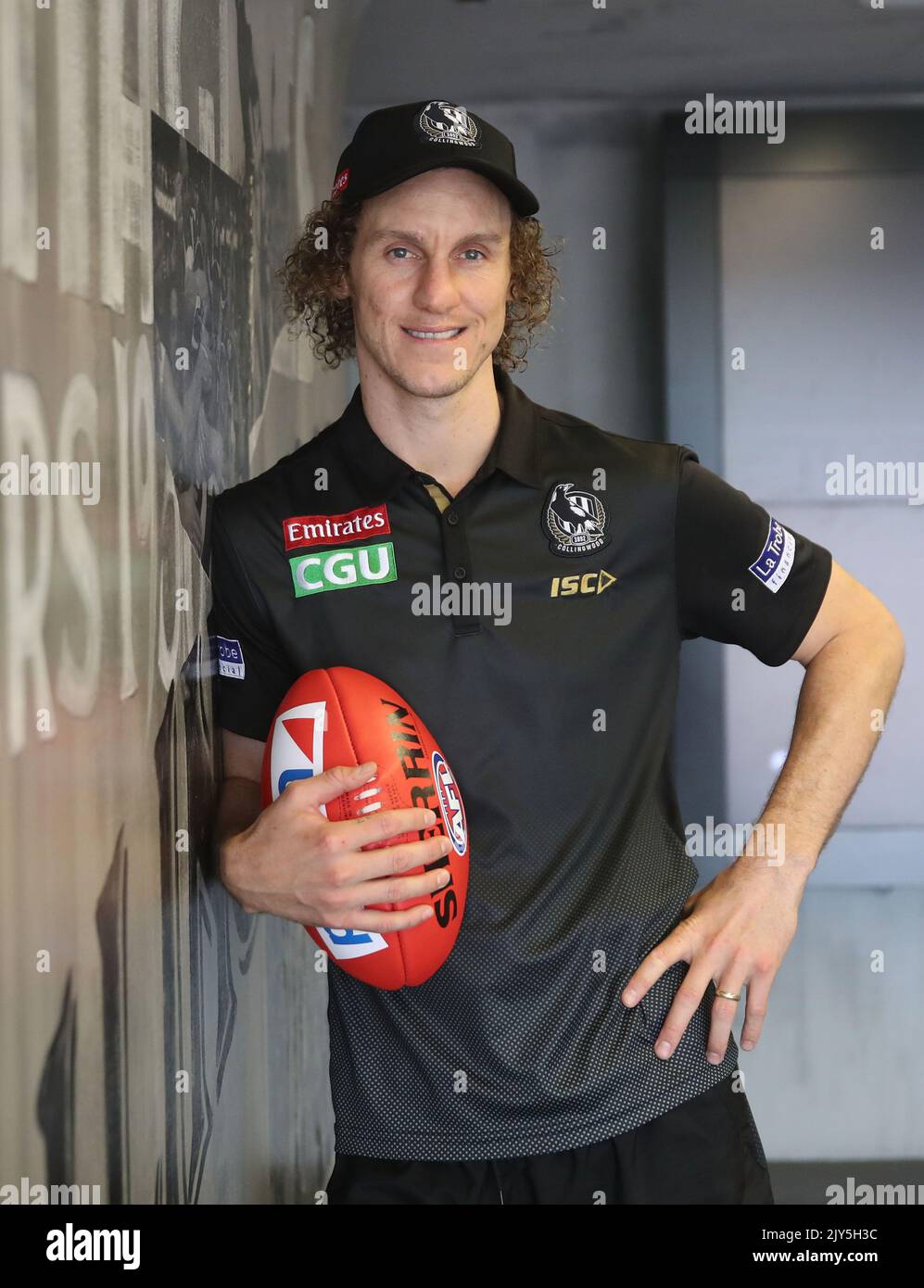 Chris Mayne poses for a portrait during a Collingwood Magpies AFL media ...