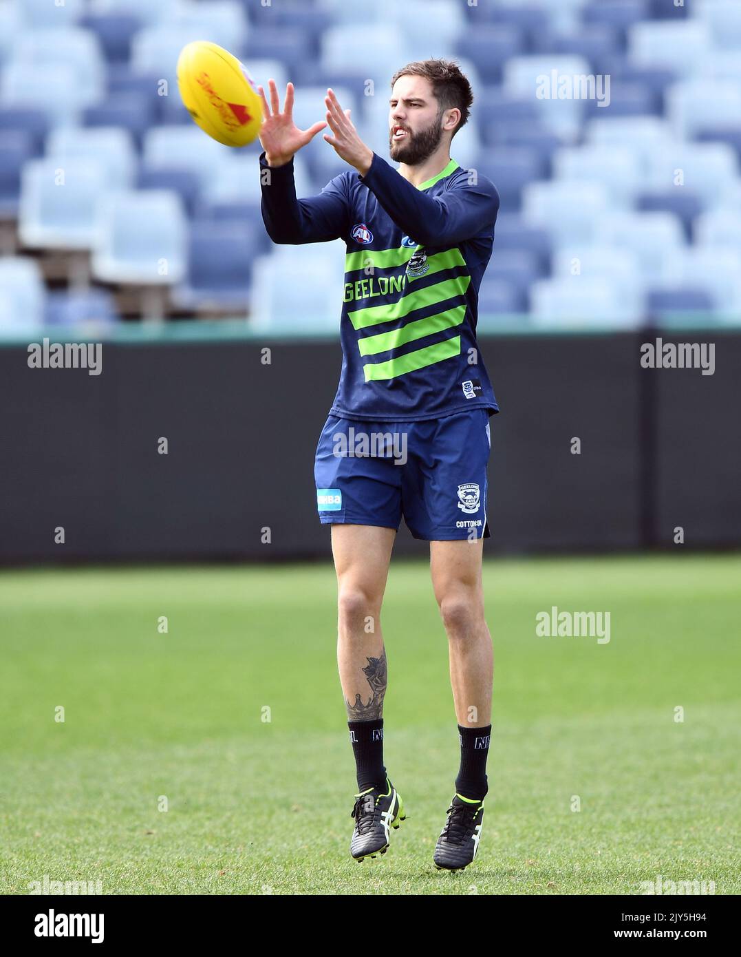 James Parsons of the Geelong Cats is seen at training at GMHBA Stadium ...