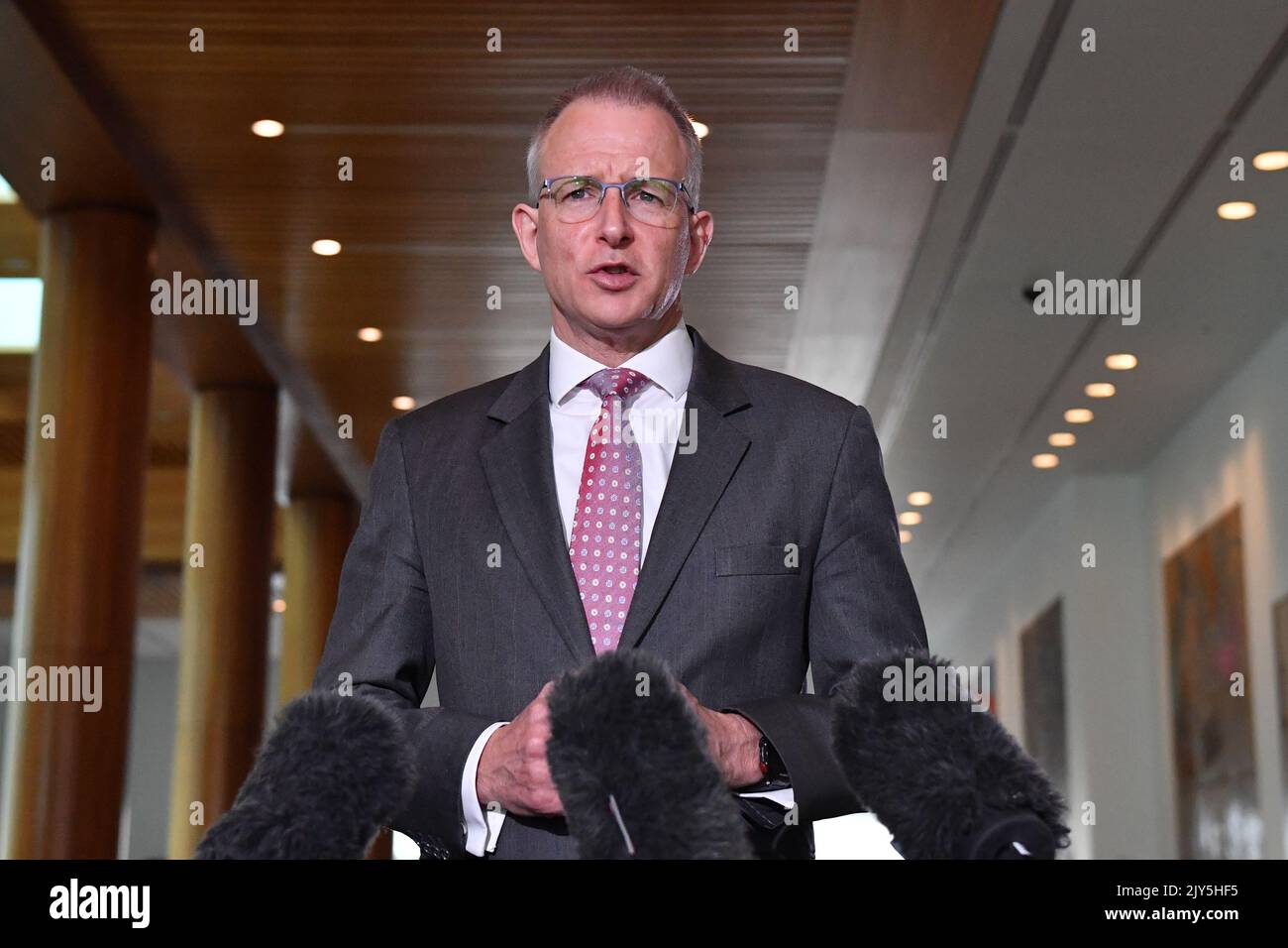 Minister for Communications Paul Fletcher at a press conference at ...