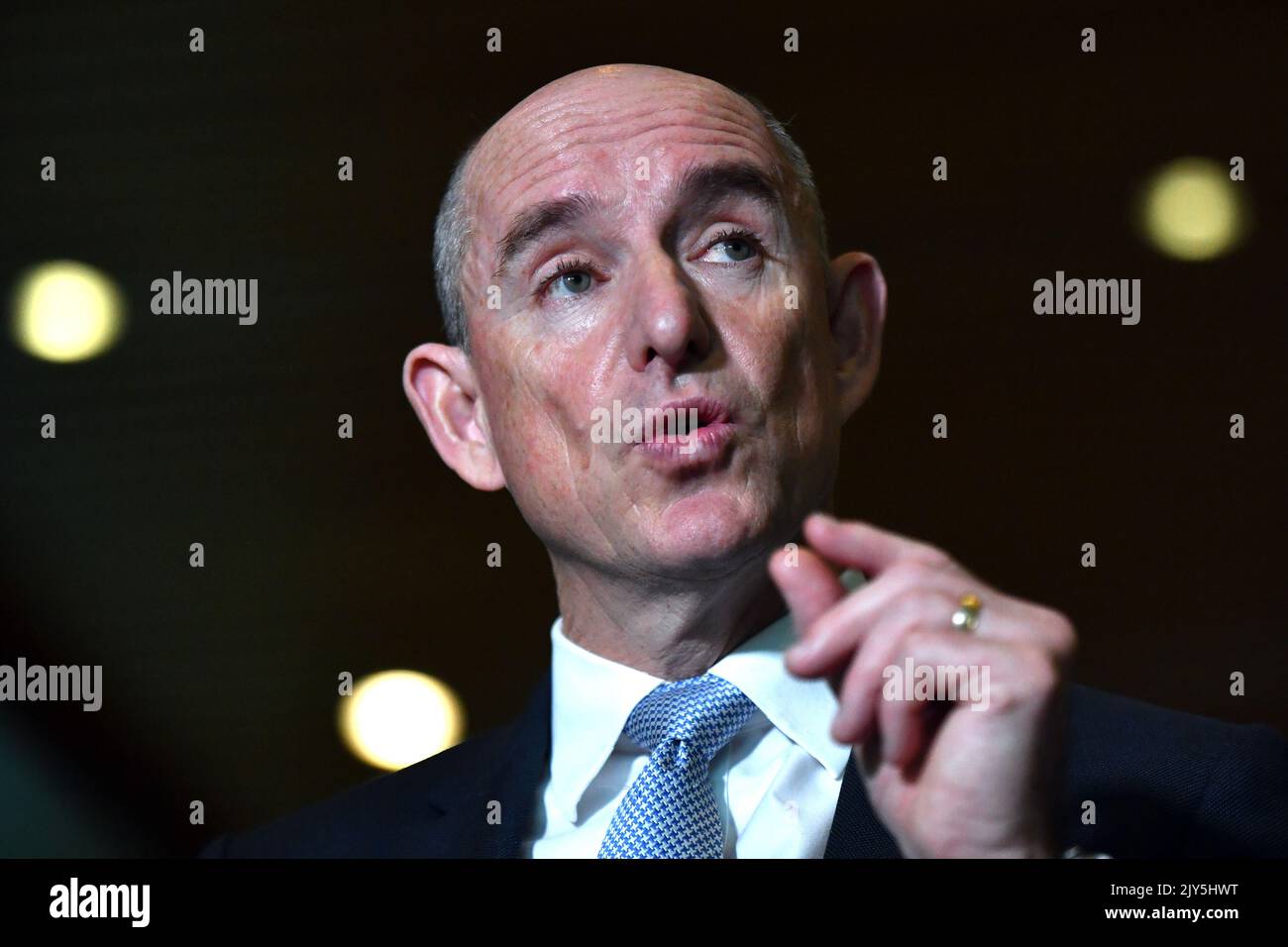 Minister for Government Services Stuart Robert at a press conference at ...