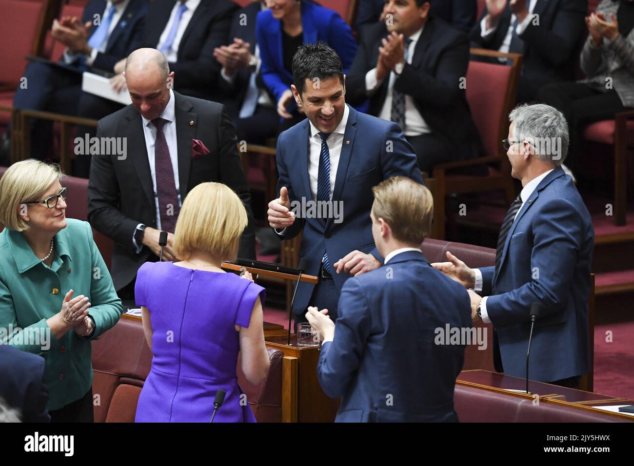 Liberal Senator for South Australia Alex Antic is congratulated after ...