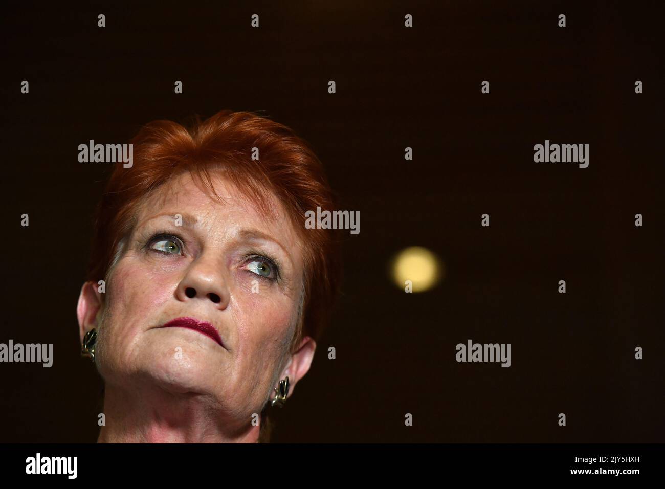 One Nation leader Senator Pauline Hanson at a press conference at ...