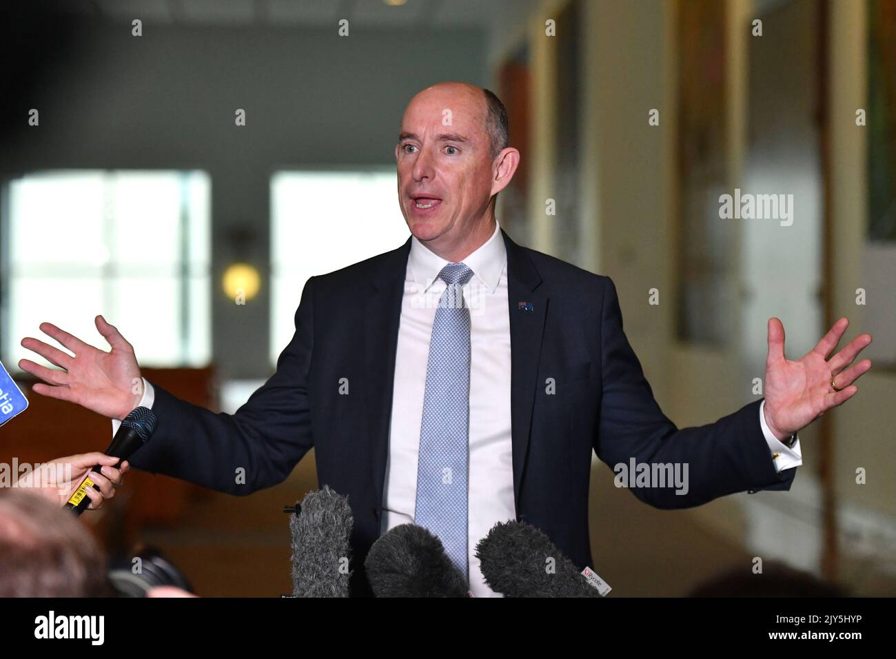Minister for Government Services Stuart Robert at a press conference at ...