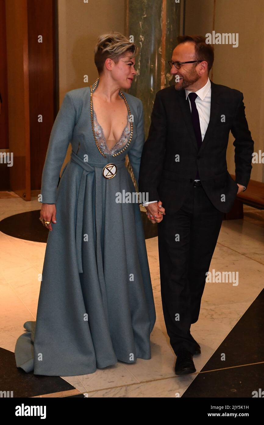 Greens Member for Melbourne Adam Bandt and wife Claudia Perkins arrive ...