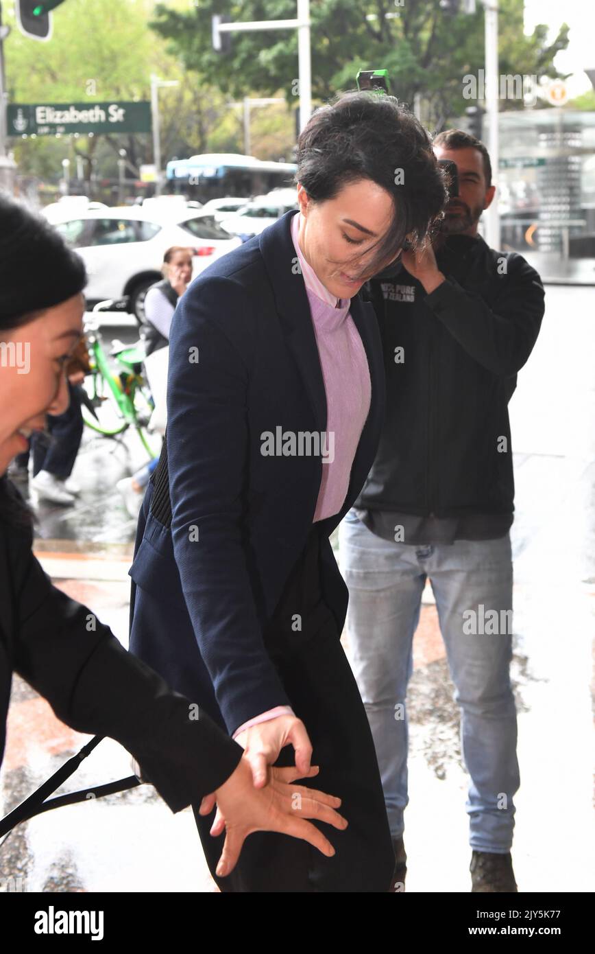 Sarah Budge arrives at the Downing Centre Local Court in Sydney ...