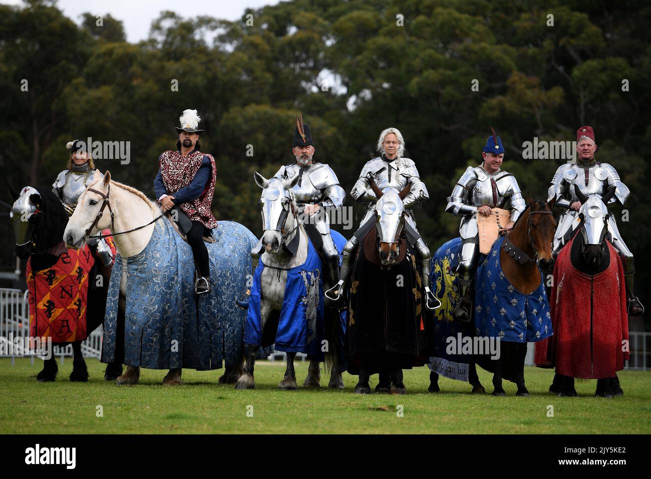 (L-R) Jousters Sean Gulick, Joel Hill, Andrew McKinnon, Caroline ...
