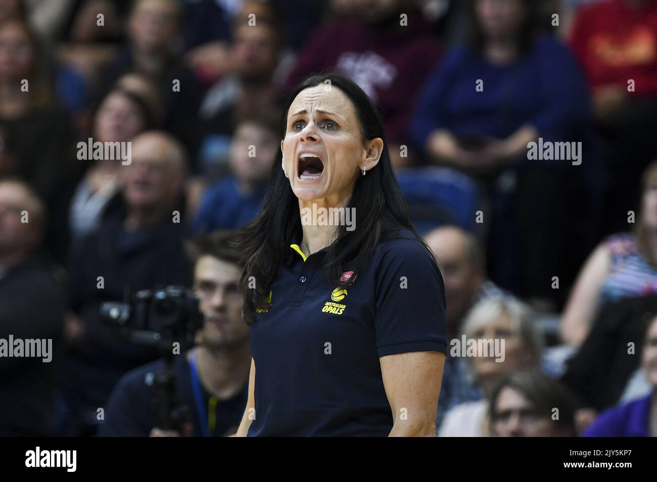 Opals coach Sandy Brondello reacts during a Fiba Asia Cup warm-up match ...