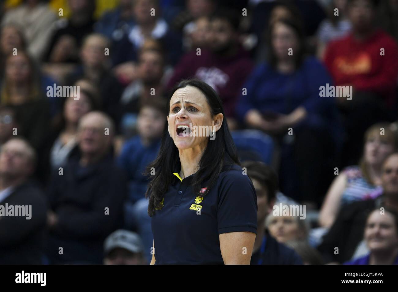 Opals coach Sandy Brondello reacts during a Fiba Asia Cup warm-up match ...