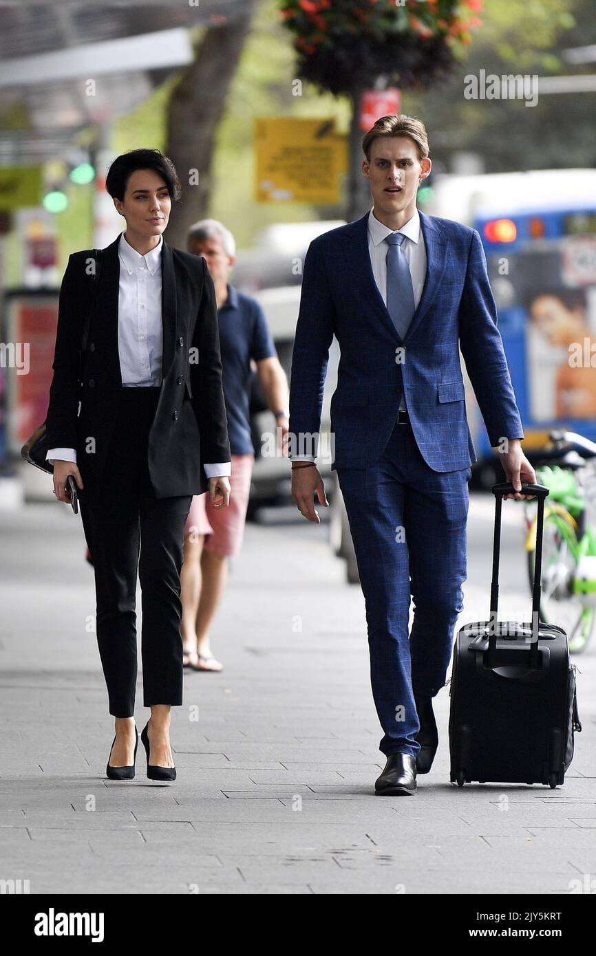 Sarah Budge arrives at the Downing Centre Local Court in Sydney, Friday ...