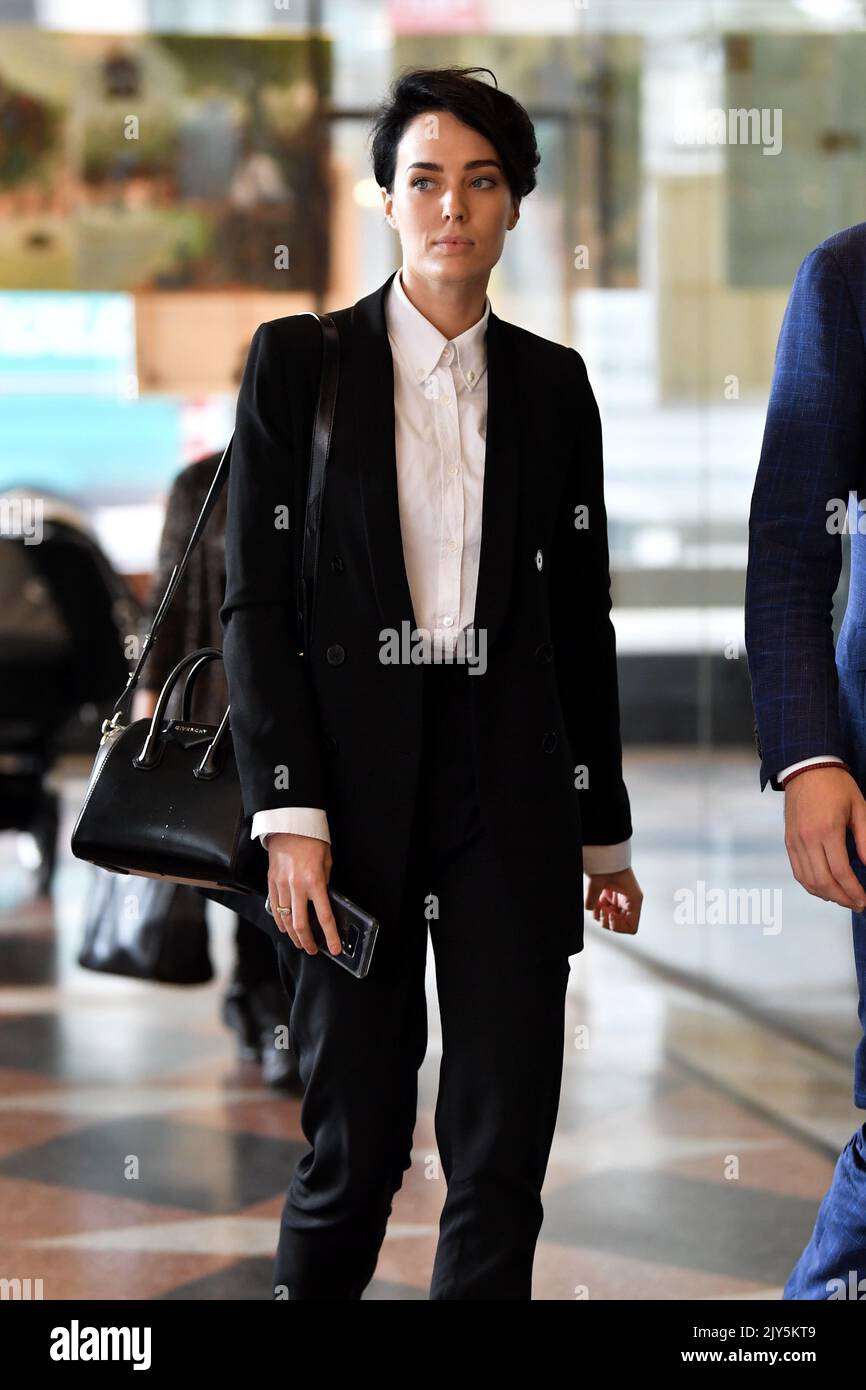 Sarah Budge arrives at the Downing Centre Local Court in Sydney, Friday ...