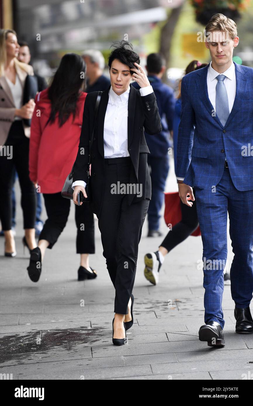 Sarah Budge arrives at the Downing Centre Local Court in Sydney, Friday ...