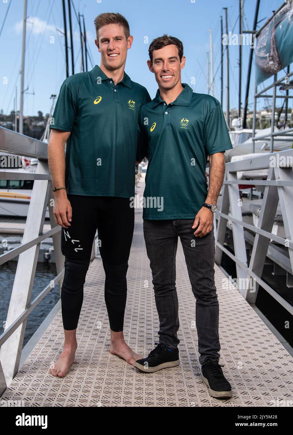 Matthew Wearn and Mathew Belcher pose for a portrait at Middle Harbour ...