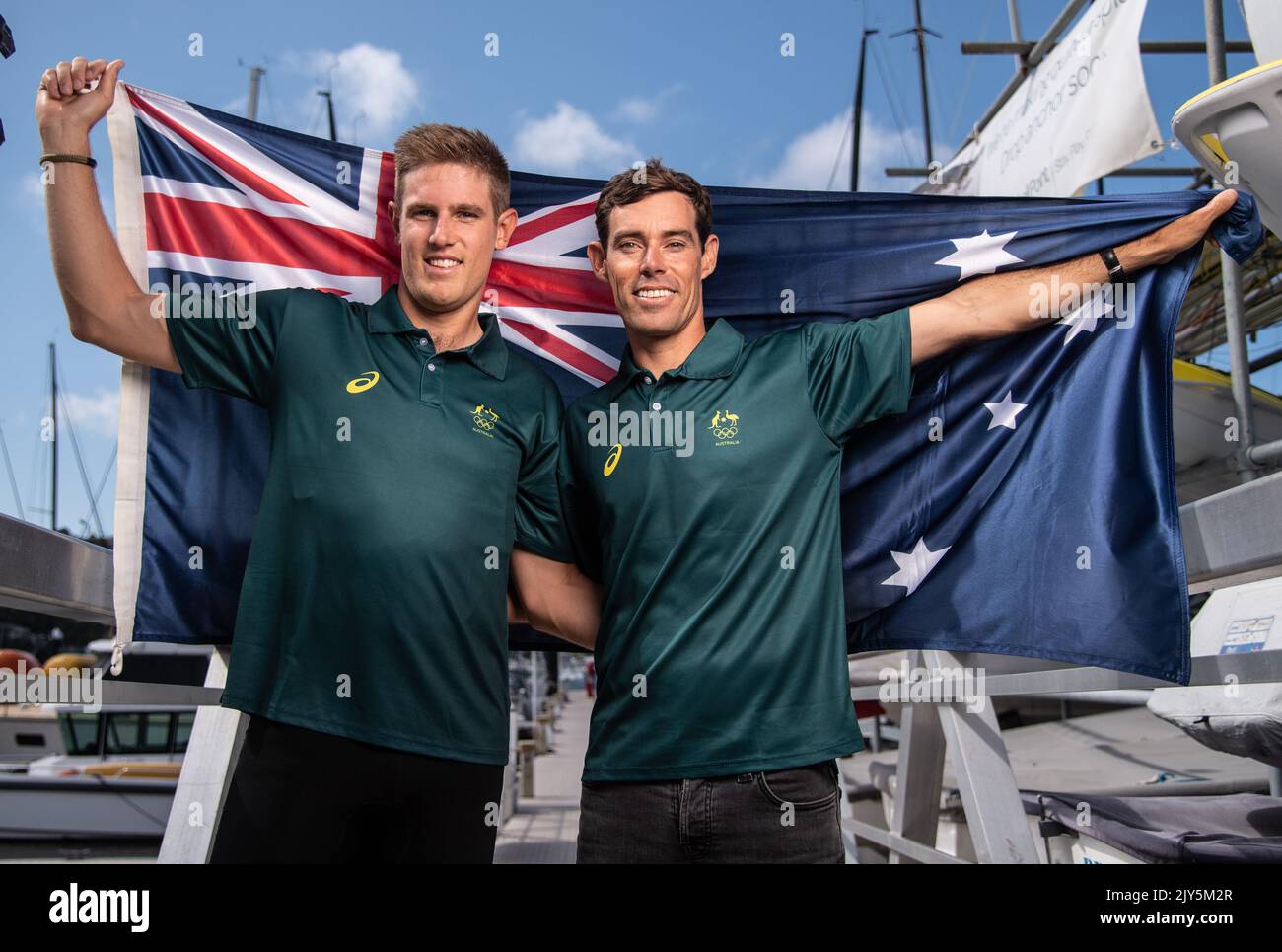 Matthew Wearn and Mathew Belcher pose for a portrait at Middle Harbour ...